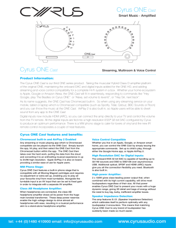 CYRUS ONE Cast Smart Music Amplifier User Guide | Manualzz