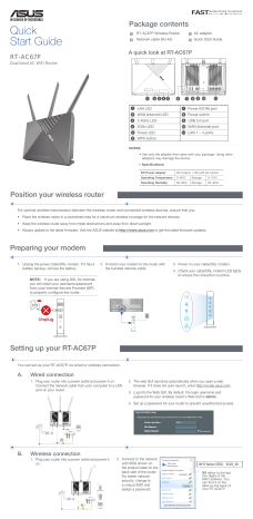 Asus RT-AC67P Dual band AC WiFi Router User Guide | Manualzz