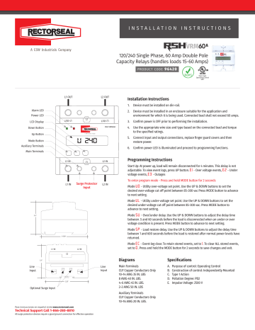 RectorSeal Voltage Range Monitor Installation Instructions | Manualzz