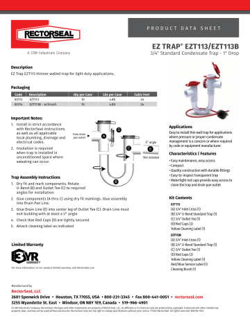 RectorSeal EZ Trap Product data sheet | Manualzz