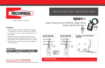 RectorSeal RSH-50 Surge Protective Device Installation instructions ...