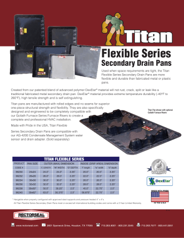 RectorSeal Titan Flexible Series Secondary Drain Pans Product sheet ...
