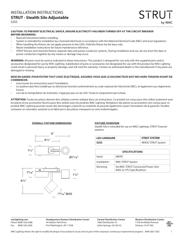 WAC Lighting S2SS STRUT Stealth Silo Instructions | Manualzz