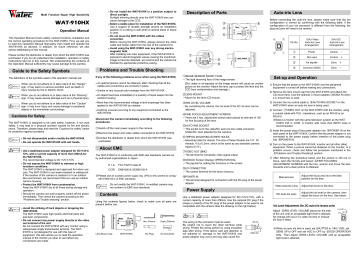 Watec WAT-910HX Owner's Manual | Manualzz