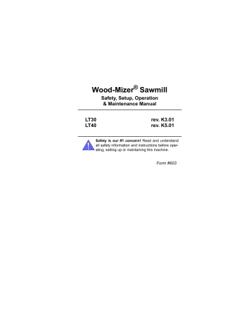 Wood-Mizer LT40 Safety, Setup, Operation & Maintenance Manual | Manualzz