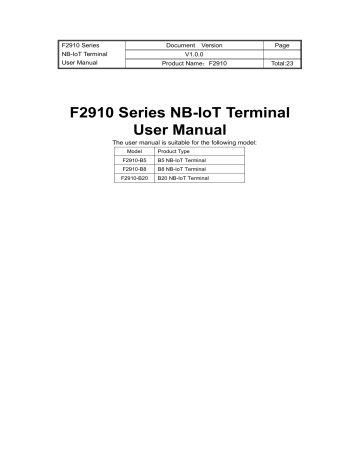 Four-Faith F2910 Series NB-IoT Terminal User Manual | Manualzz