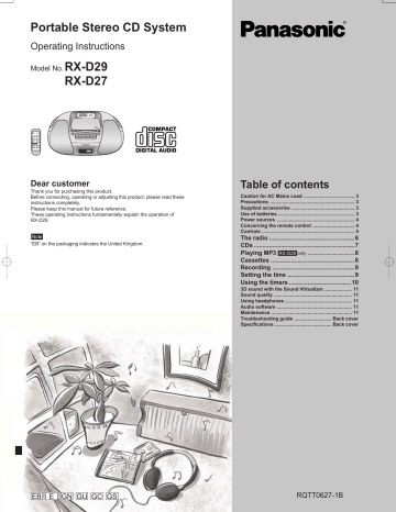 Panasonic RX-D29 User Guide Manual | Manualzz
