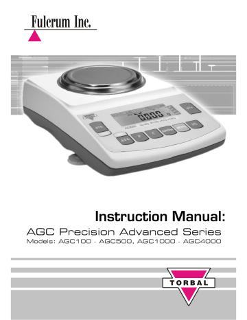Torbal AGC Precision Scale Instruction manual | Manualzz