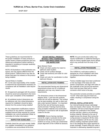 Oasis SH3P-3937 Shower Stall Installation Manual | Manualzz