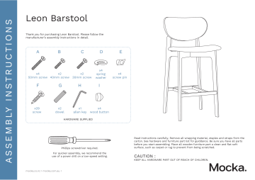 Mocka Leon Bar Stool Assembly Instructions | Manualzz