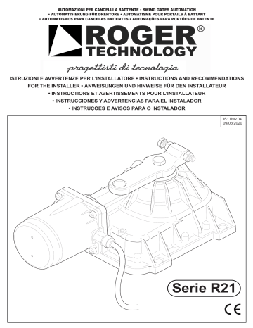 Roger Technology R21/351 Motor Installation manual | Manualzz
