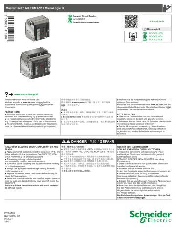 Schneider Electric MasterPact MTZ Instruction Sheet | Manualzz