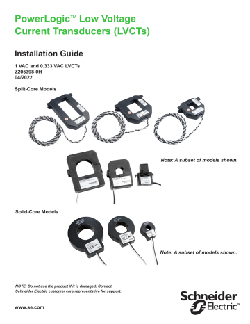 Schneider Electric PowerLogic™ Low Voltage Current Transducers ...