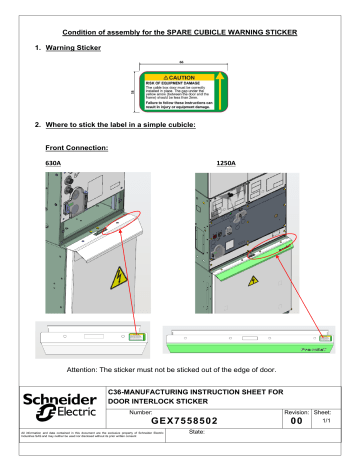 Schneider Electric CAUTION STICKER DOOR INTERLOCK User Guide | Manualzz