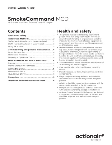 Swegon Actionair SmokeCommand MCD Installation Guide | Manualzz