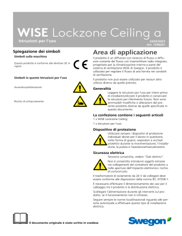 Swegon WISE Lockzone Ceiling a Manuale del proprietario | Manualzz