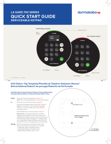 Dormakaba LA GARD 700 Series Quick Start Guide | Manualzz