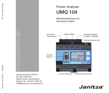 janitza UMG 104 Benutzerhandbuch | Manualzz