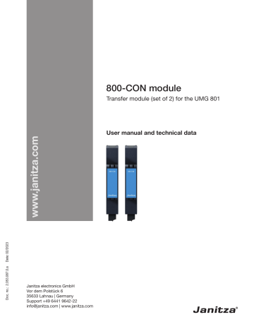 Operation and button function of the meter and module topology. janitza ...