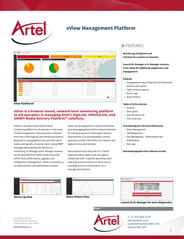 Artel DigiLink XView XView Management System Datasheet | Manualzz