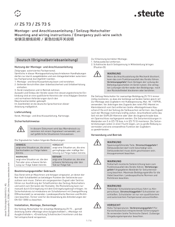 Steute ZS 73 S 2Ö/1S VD Mounting and Wiring Instructions | Manualzz