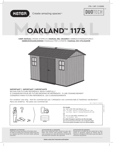 Keter 2651323 Oakland 11 x7.5 Shed Instruction Manual | Manualzz