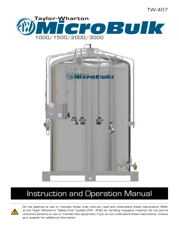 Taylor-Wharton MB1000 Liter Owner's Manual | Manualzz