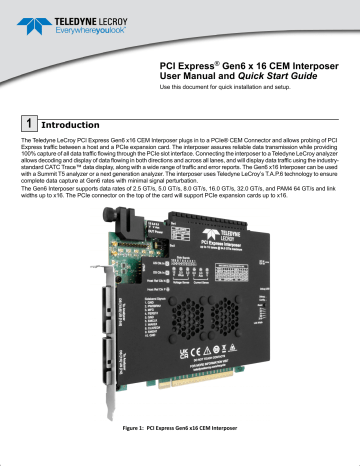 Lecroy PCIe Gen6 CEM Interposer Protocol Analyzer Quick Start | Manualzz