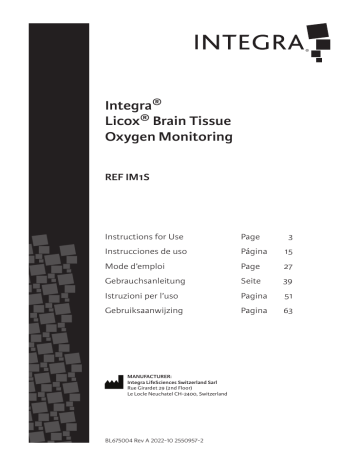 Integra Licox Brain Tissue Oxygen Monitoring Ref IM1S ...