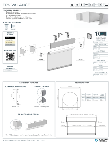 Rollease Acmeda Valance FRS100 Quick Reference Guide | Manualzz