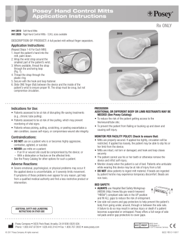 Posey 2810 Hand Control Mitts Instructions for use | Manualzz
