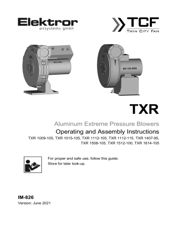 Twin City Fan TXR Extreme Pressure Blower Installation Manual | Manualzz