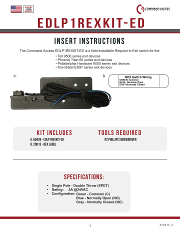 Command Access EDLP1 REX Kit Instructions | Manualzz