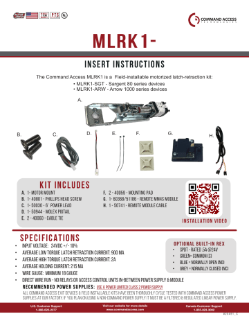 Command Access MLRK1-SGT Motorized Latch Retraction Kit Instructions | Manualzz