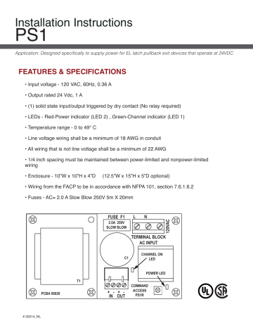 Command Access PS1 Power Supply Instructions | Manualzz