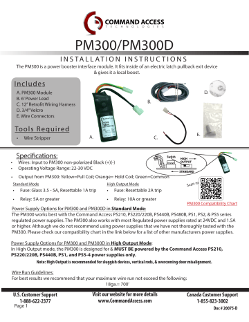 Command Access PM300/D Power Booster Module Instructions | Manualzz