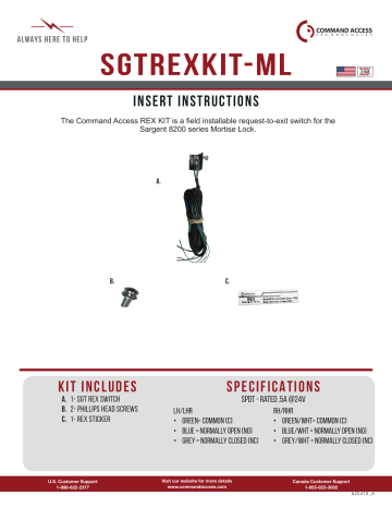 Command Access Sargent 8200- SGTREXKIT-ML Instructions | Manualzz