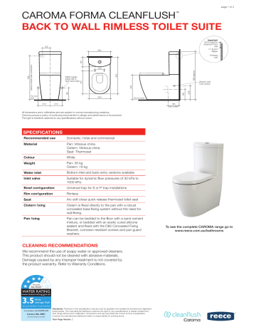Caroma 9506684 Forma Close Coupled Technical Guide | Manualzz