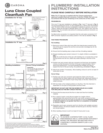 Caroma 2002624 Luna Cleanflush Close Coupled P Trap Back Entry Toilet Suite White Installation ...