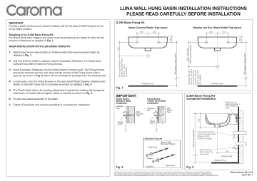 Caroma 2019237 Luna Wall Basin Installation Instructions | Manualzz