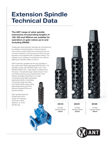 Ant 1013701 Valve Extension Spindle 225mm Technical Guide | Manualzz