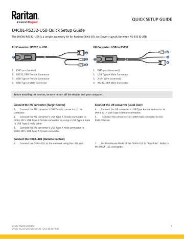 Raritan KVM Accessories Quick Setup guide | Manualzz