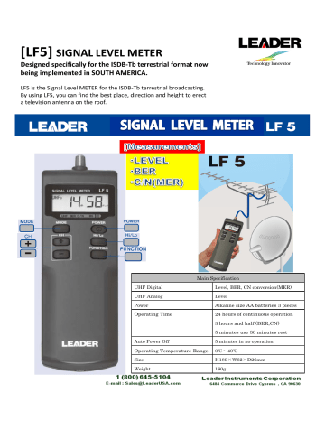Leader LF5 SIGNAL LEVEL METER Instruction manual | Manualzz