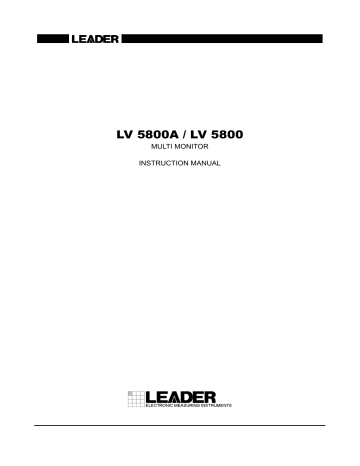 Leader LV5800(A) MULTI MONITOR Instruction manual | Manualzz