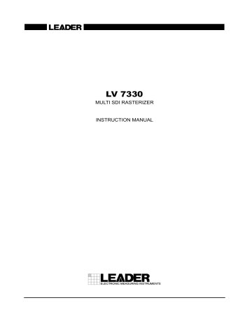 Leader LV7330 MULTI SDI RASTERIZER Instruction manual | Manualzz
