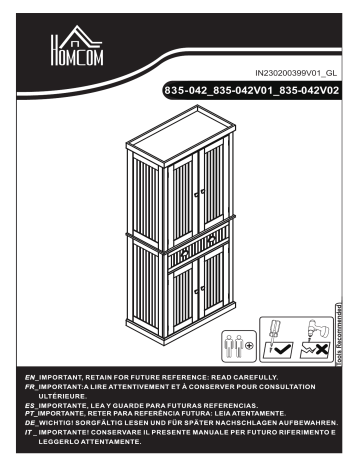 HOMCOM 835-042V01BK 72" Traditional Freestanding Kitchen Pantry Cabinet ...