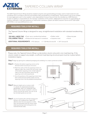 Azek Tapered Column Wrap Installation Guide | Manualzz