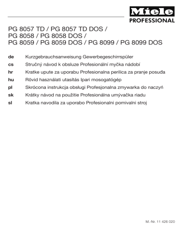 Miele PG 8059 U Aláépíthető frissvizes mosogatógép Upute za uporabu ...