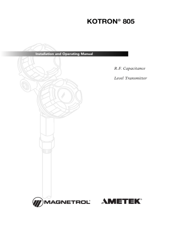Magnetrol Kotron 805 Operating Manual | Manualzz
