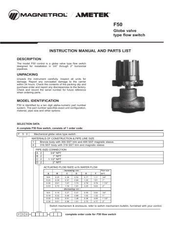 Magnetrol Model F50 Operating Manual | Manualzz